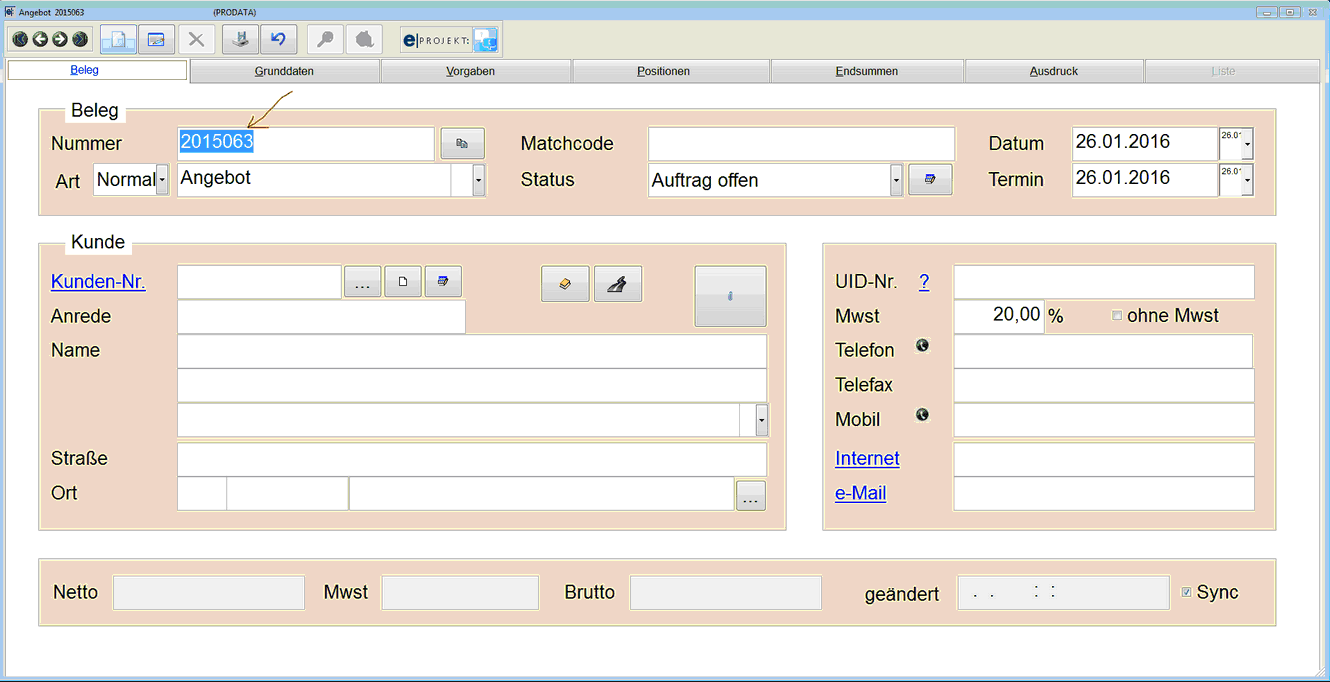 Belegnummer umstellen bei Jahreswechsel